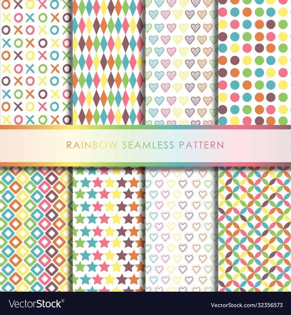 Rainbow seamless pattern collection Royalty Free Vector