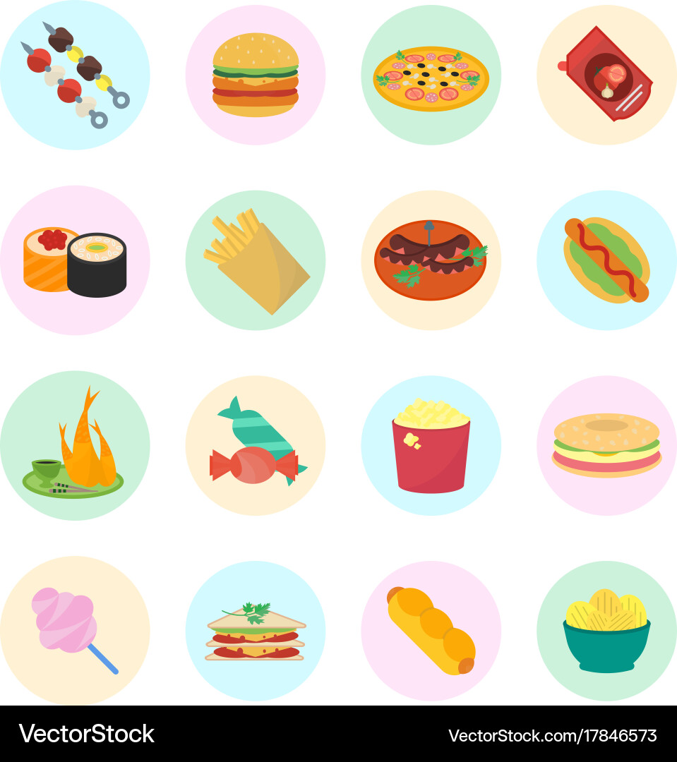 Set of fast food Royalty Free Vector Image - VectorStock