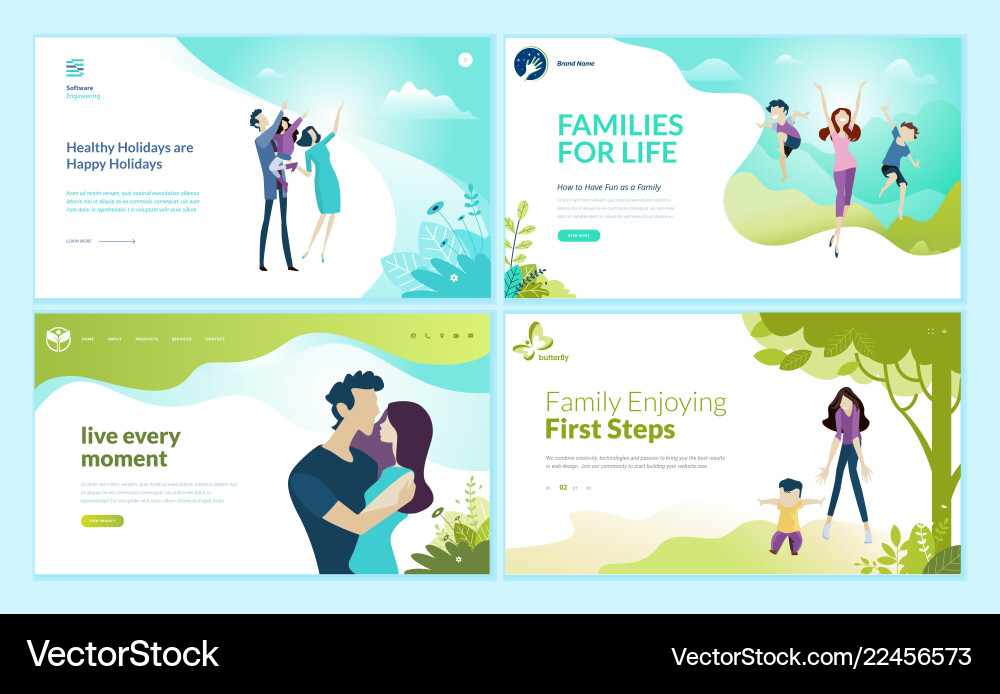 Set web page design templates for health care Vector Image