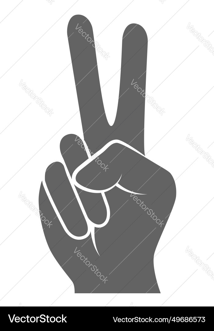 V sign hand gesture with two fingers raised Vector Image