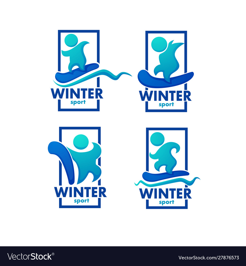 Winter sport ski snowboard logo label emblems Vector Image