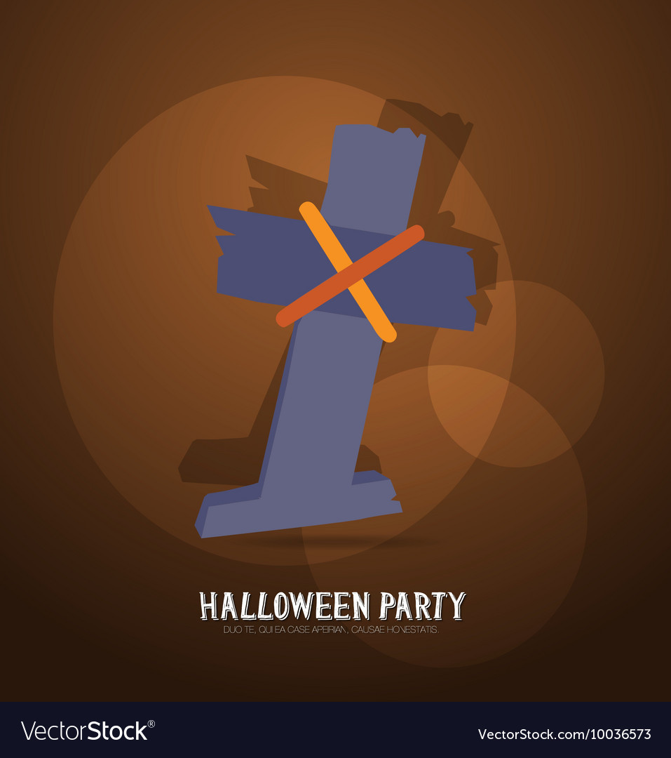With halloween and graveyard cross Royalty Free Vector Image