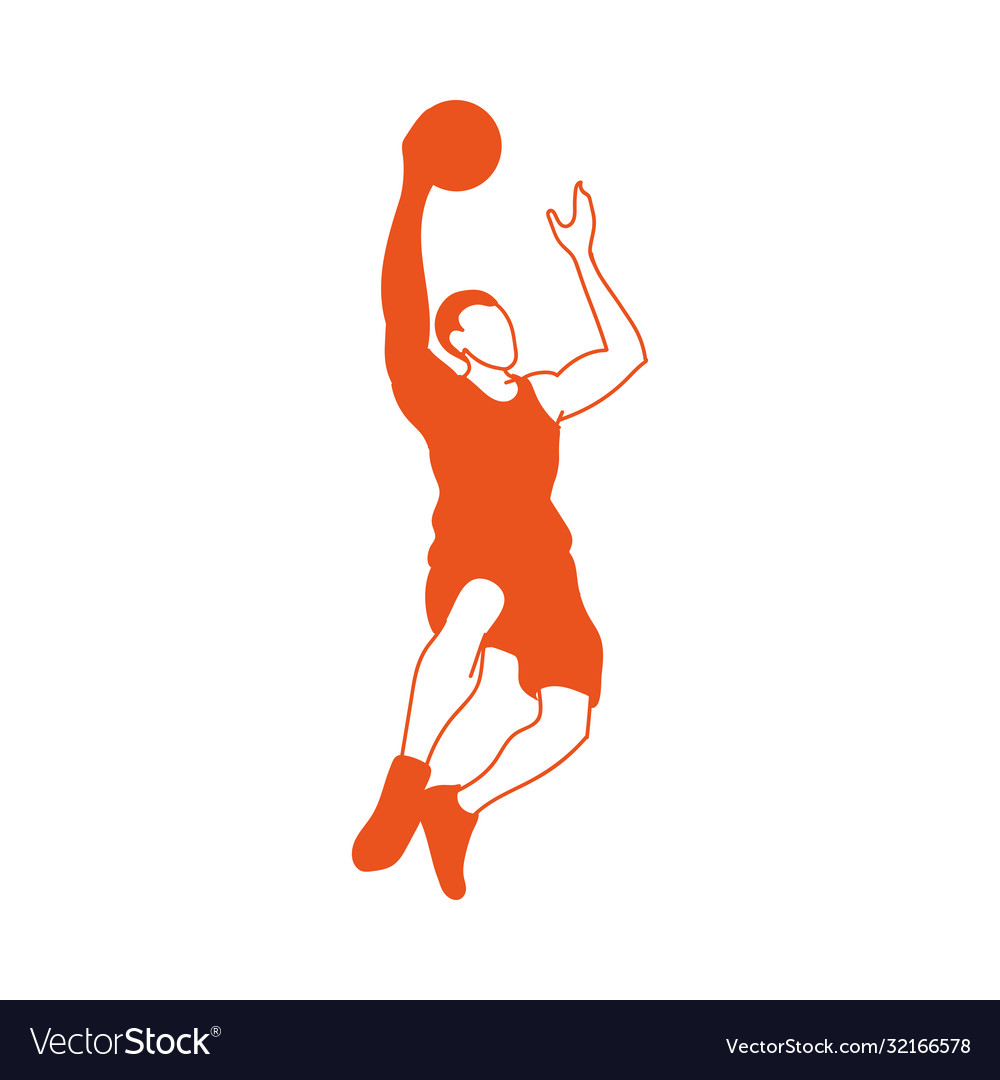 Basketball player man with ball jumping Royalty Free Vector