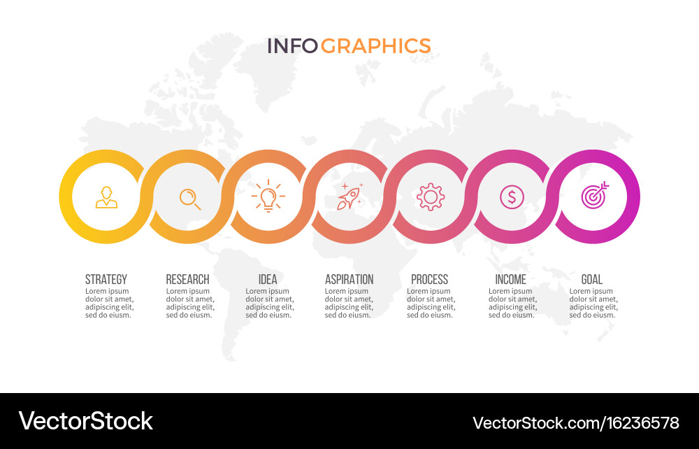 Business infographics presentation with 7 options Vector Image