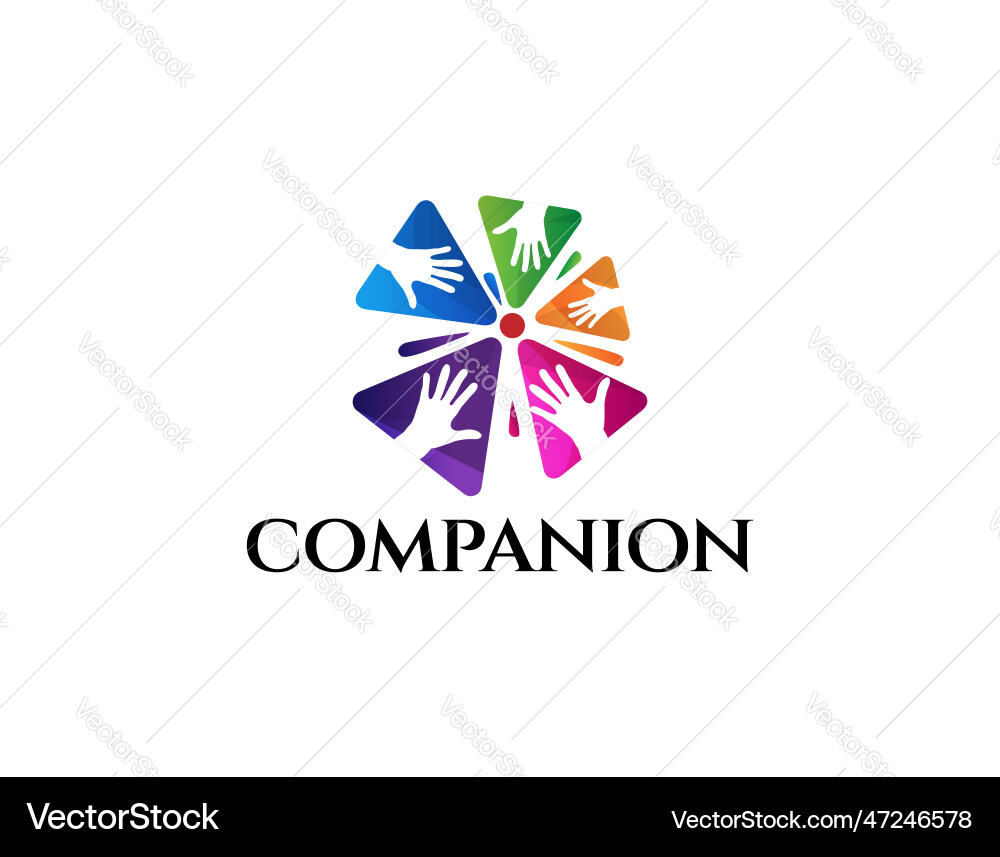Colorful community hand logo design template Vector Image