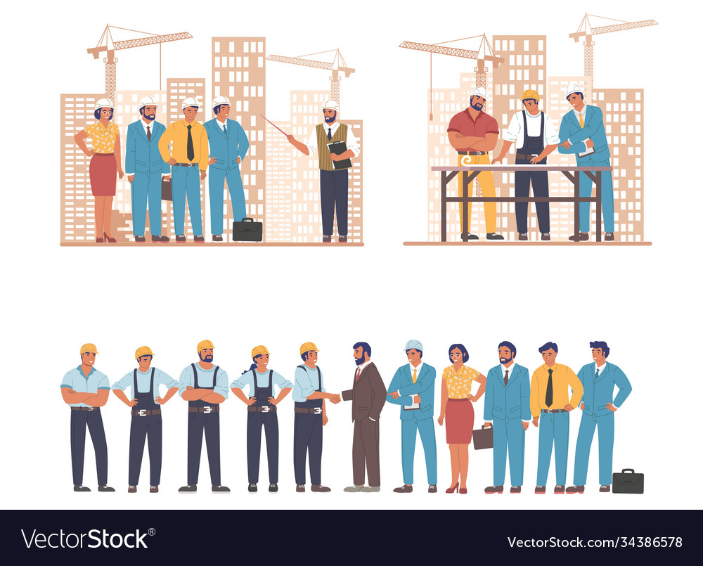 Construction engineers architects builder Vector Image