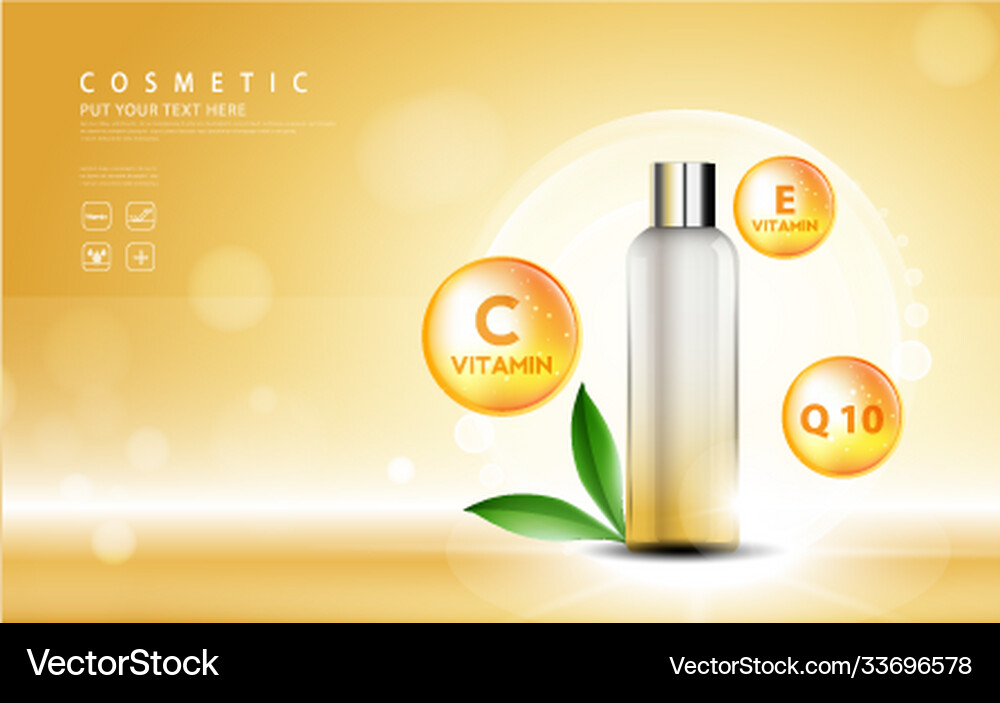 Cosmetic product poster bottle package design Vector Image
