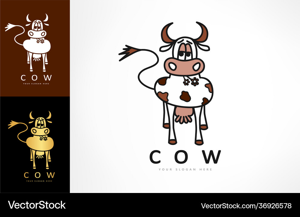 Cow logo animal design Royalty Free Vector Image