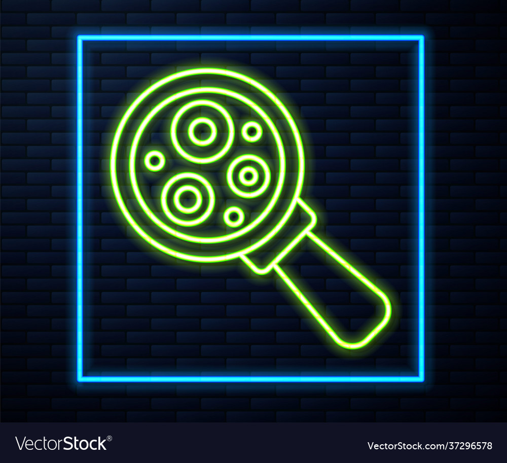 Glowing neon line microorganisms under magnifier Vector Image Glowing neon line microorganisms under magnifier Vector Image