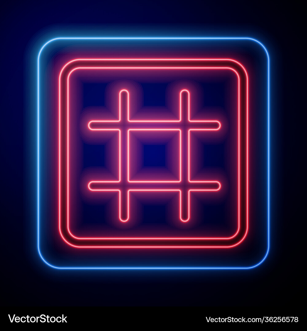 Glowing neon waffle icon isolated on black Vector Image
