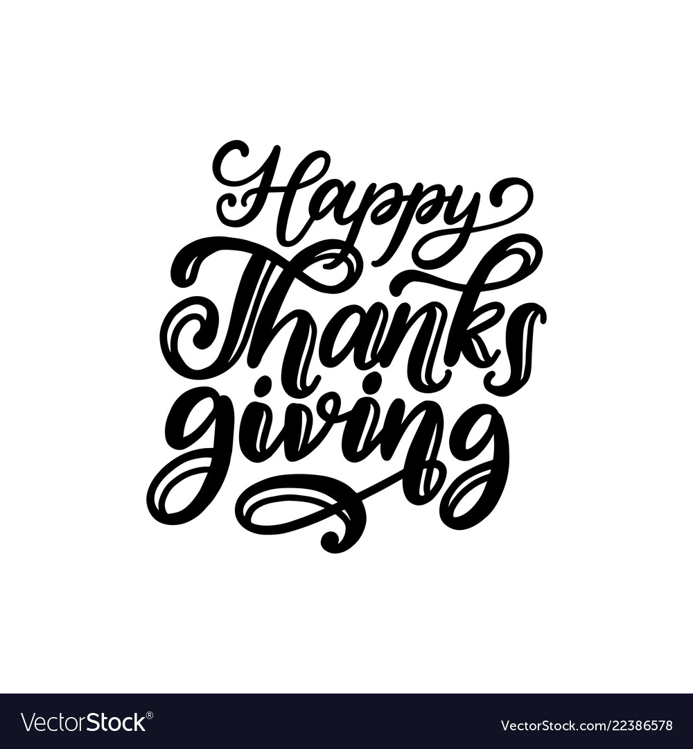 Happy thanksgiving hand lettering on white Vector Image