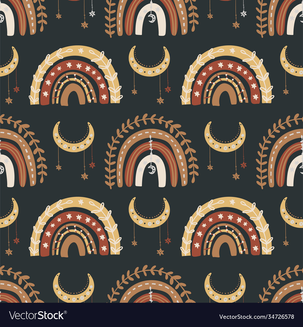 Kids bohemian rainbow seamless pattern Royalty Free Vector