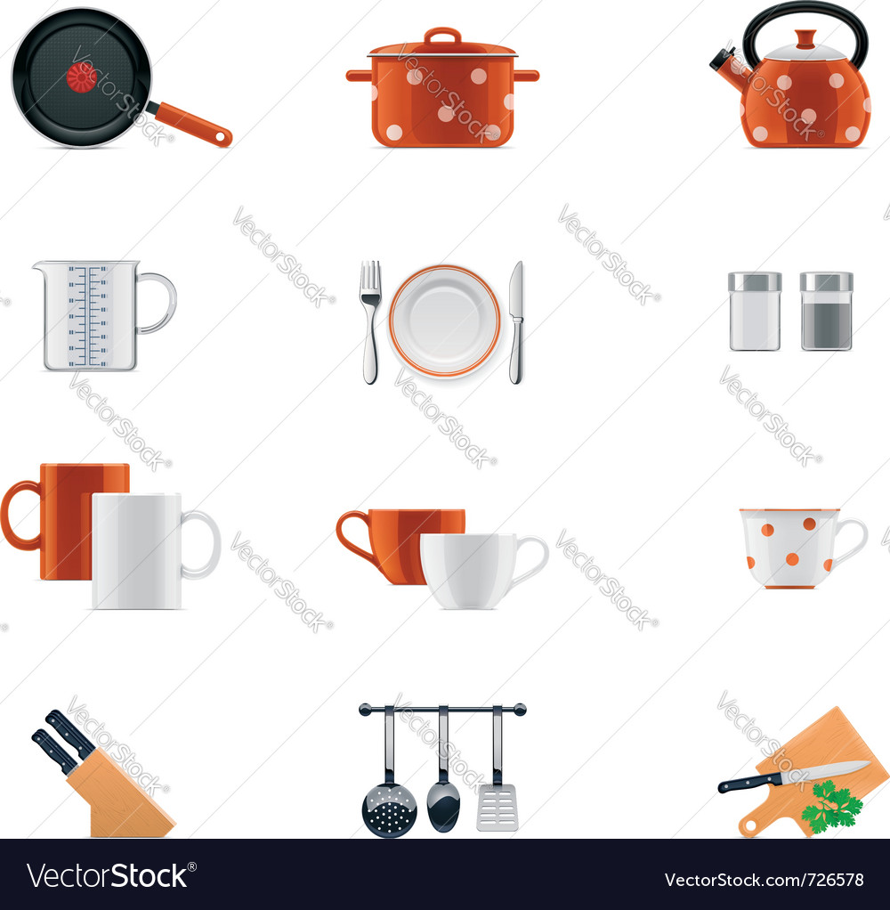 Kitchenware icon set Royalty Free Vector Image