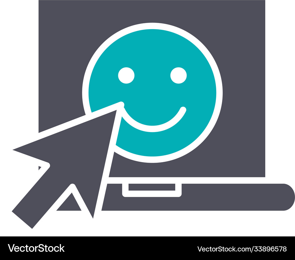 Laptop with happy face colored icon customer Vector Image