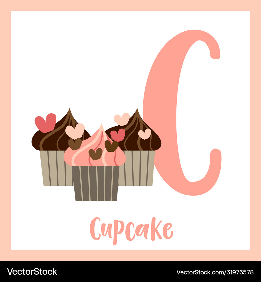 Letter c vocabulary cupcake Royalty Free Vector Image