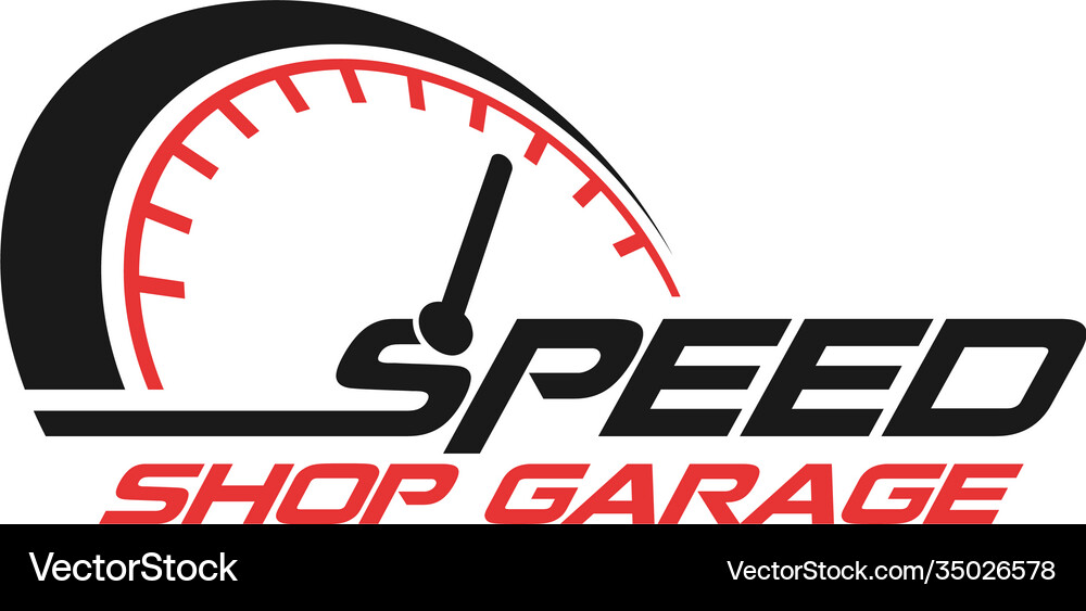 Speedometer logo for automotive workshop garage Vector Image