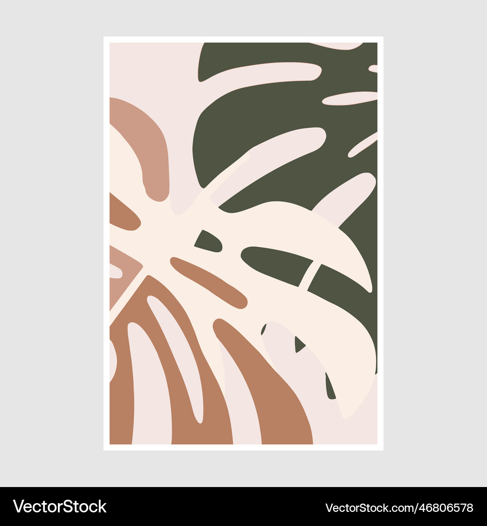 Trendy minimalistic card with tropical monstera Vector Image