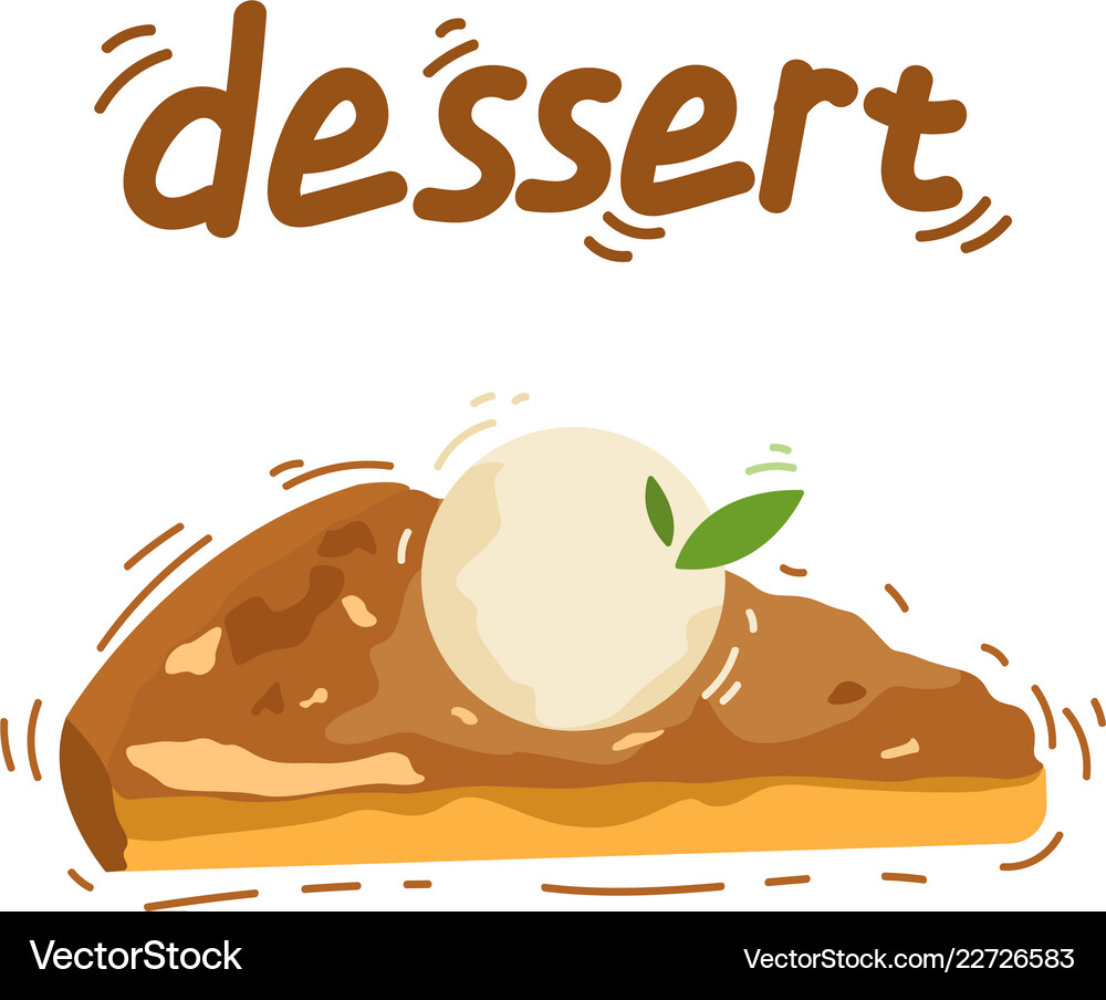 A slice of apple cake and apple Royalty Free Vector Image