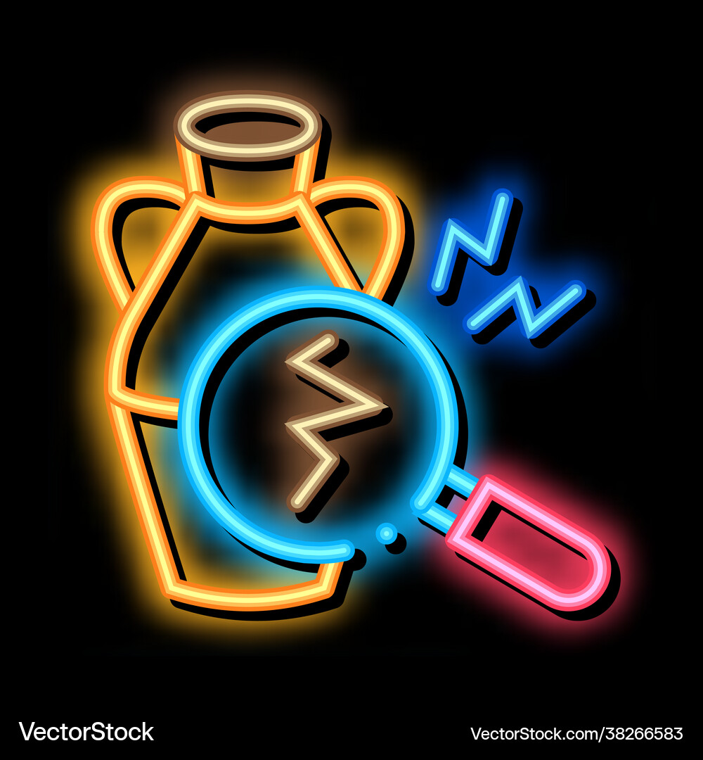 Auction vase crack detection neon glow icon Vector Image