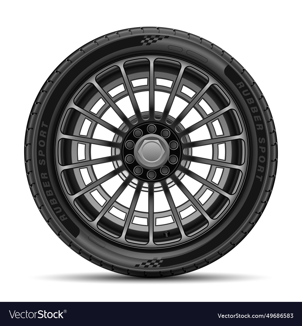 Car tire radial wheel metal alloy on isolated Vector Image