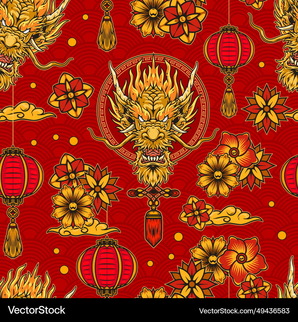 Chinese culture colorful seamless pattern Vector Image