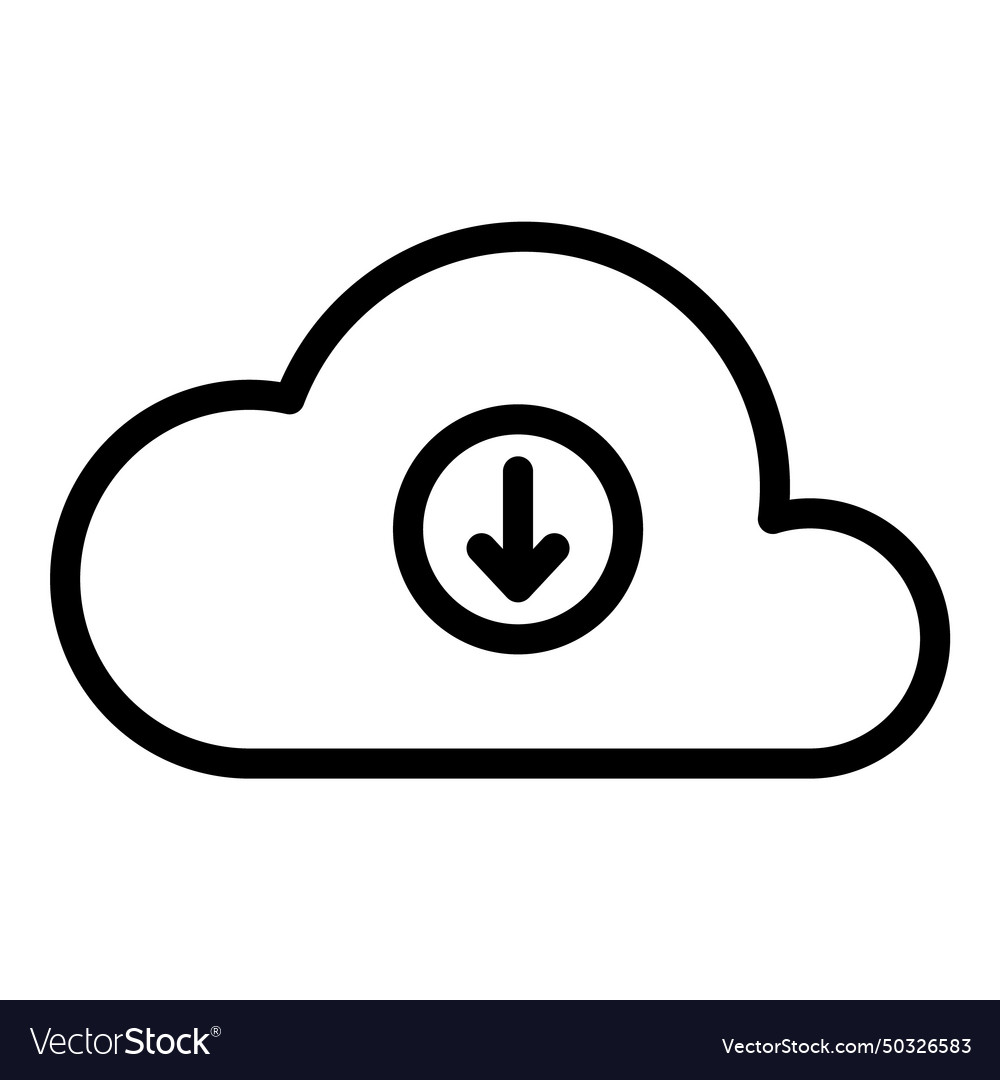 Cloud data download flat icon isolated on white Vector Image