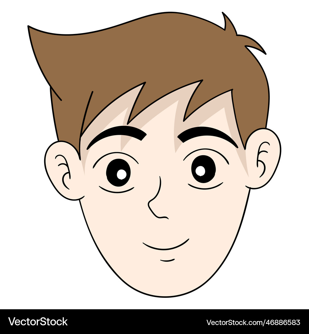 Emoticon boy head with a handsome face with spiky Vector Image