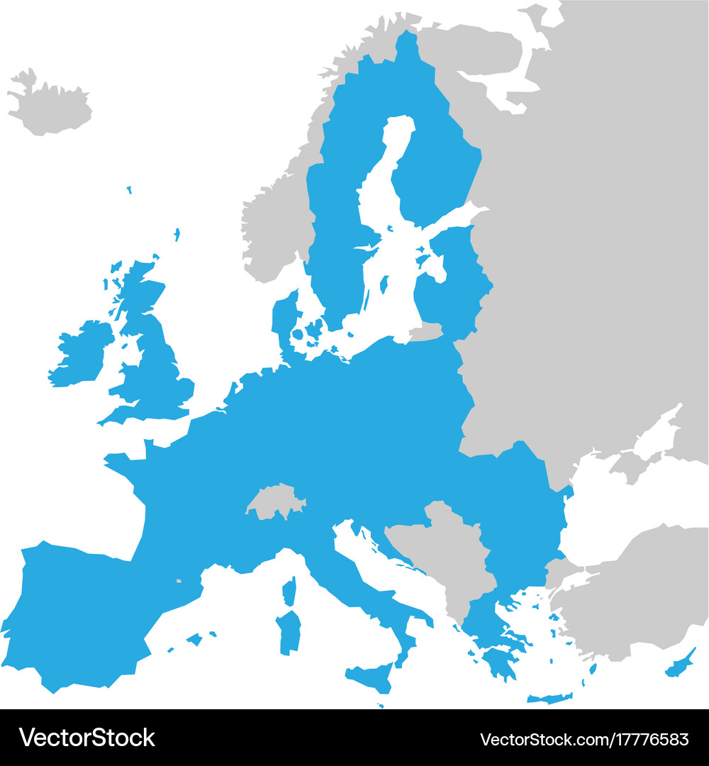 European union territory blue silhouette map Vector Image