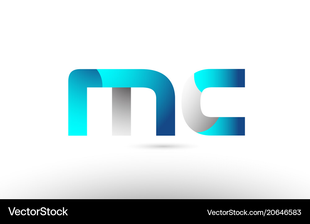 Grey blue alphabet letter mc m c logo 3d design Vector Image