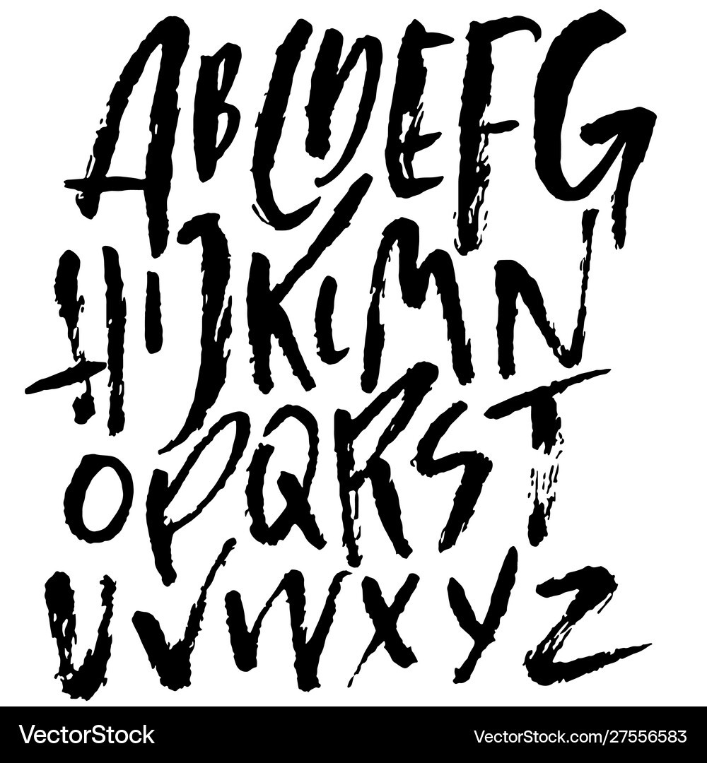 Hand drawn dry brush font modern lettering Vector Image