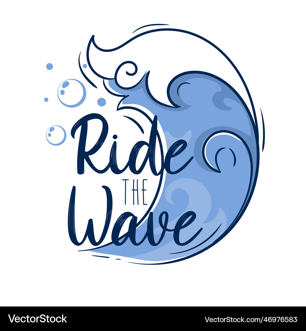 Inscription ride the wave on background Royalty Free Vector