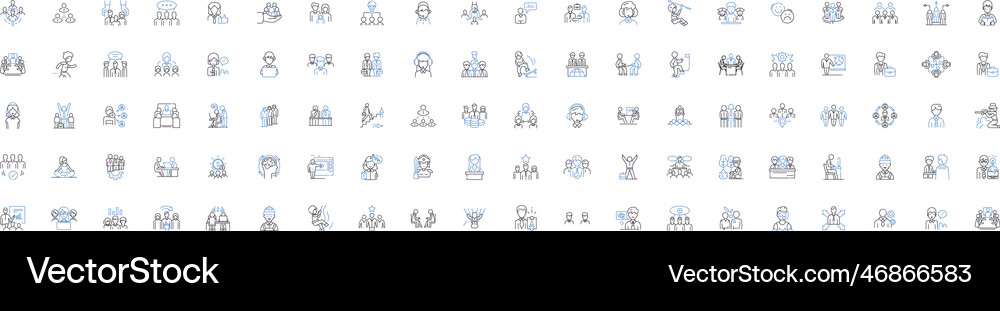 Lively crowds line icons collection excitement Vector Image