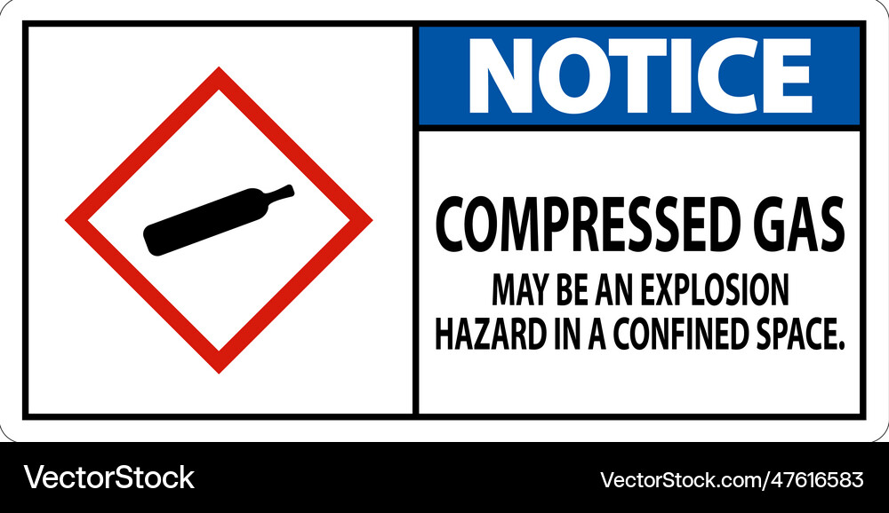 Notice compressed gas ghs sign on white background