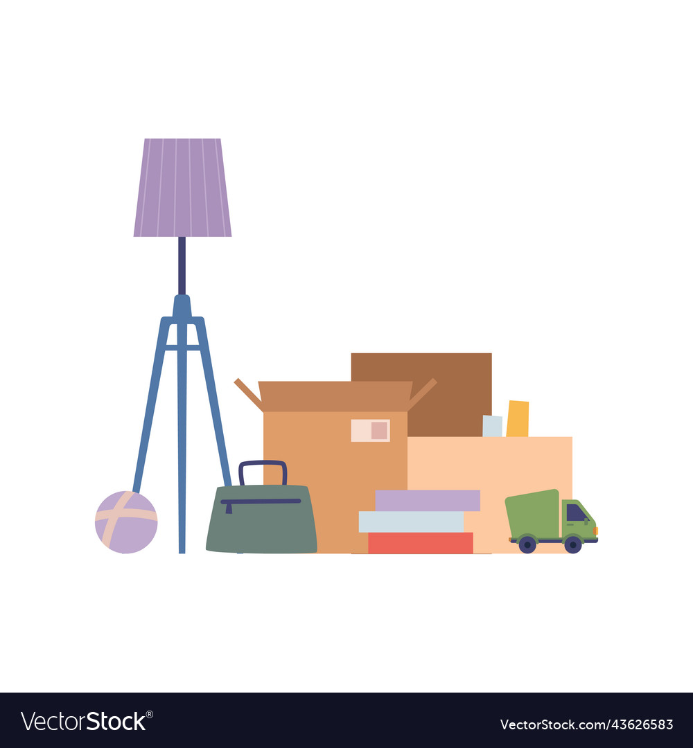 Relocation cardboard boxes with things Royalty Free Vector