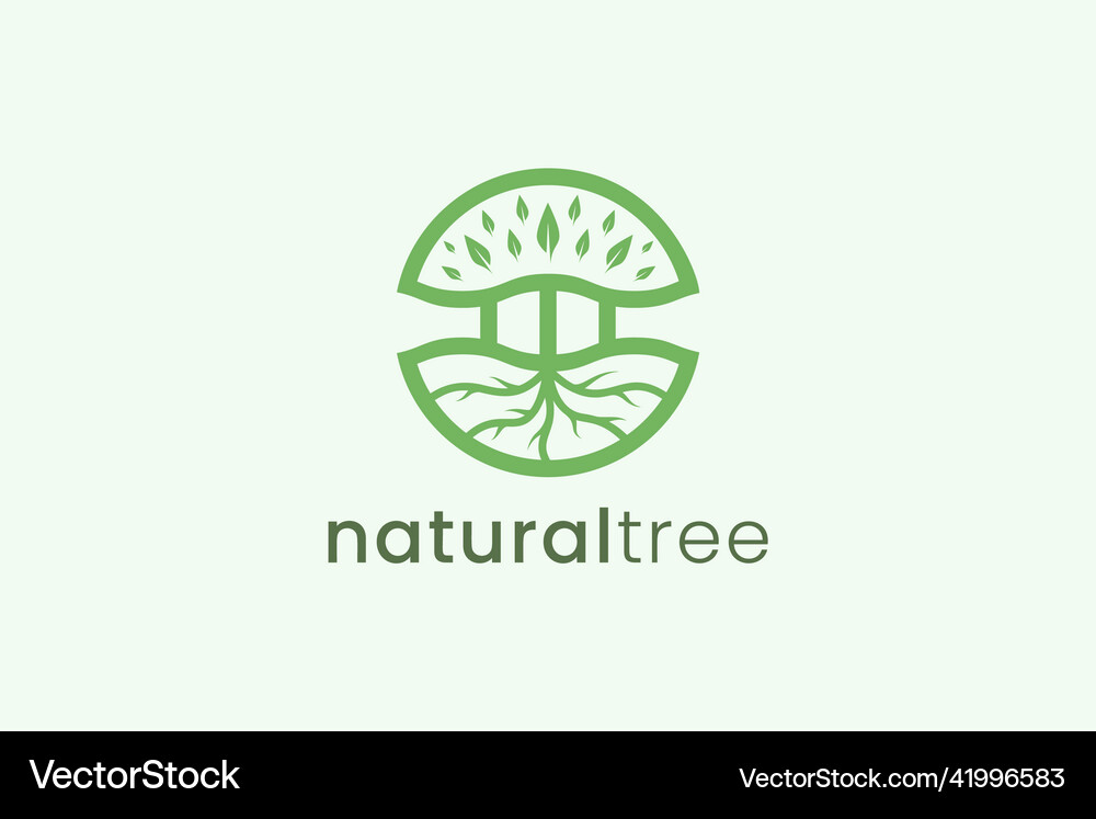 Simple modern tree logo template in circle shape Vector Image