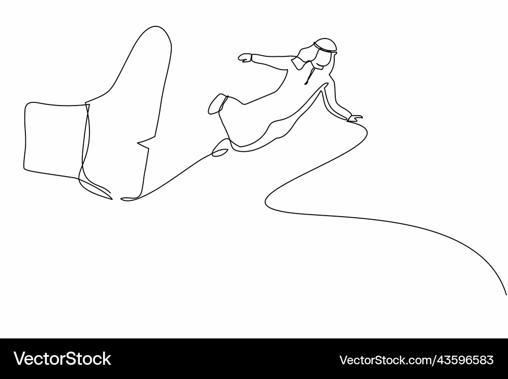 Single one line drawing young arab businessman Vector Image