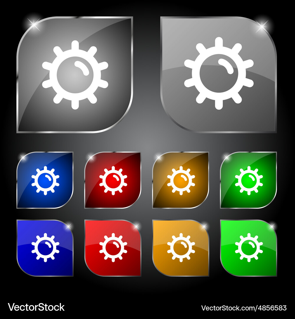 Sun icon sign set ten colorful buttons Royalty Free Vector