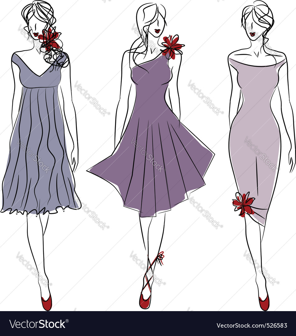 Three catwalk models Royalty Free Vector Image