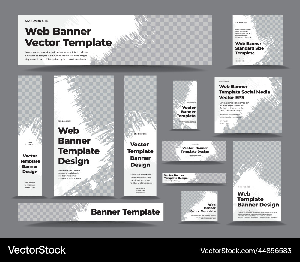White web banners of different sizes with photo Vector Image