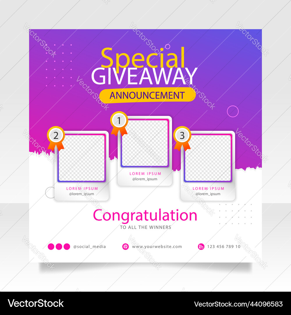 Winner Announcement Social Media Post Royalty Free Vector