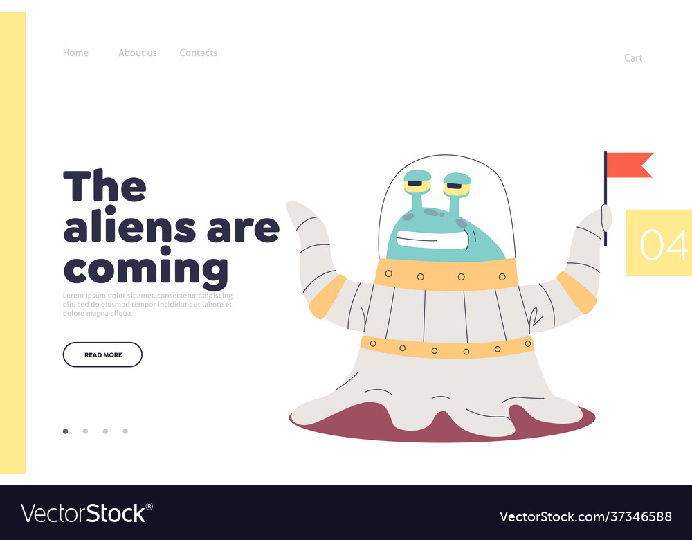 Alien coming concept landing page with cosmos Vector Image