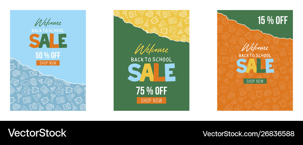 Back to school supplies poster template Royalty Free Vector
