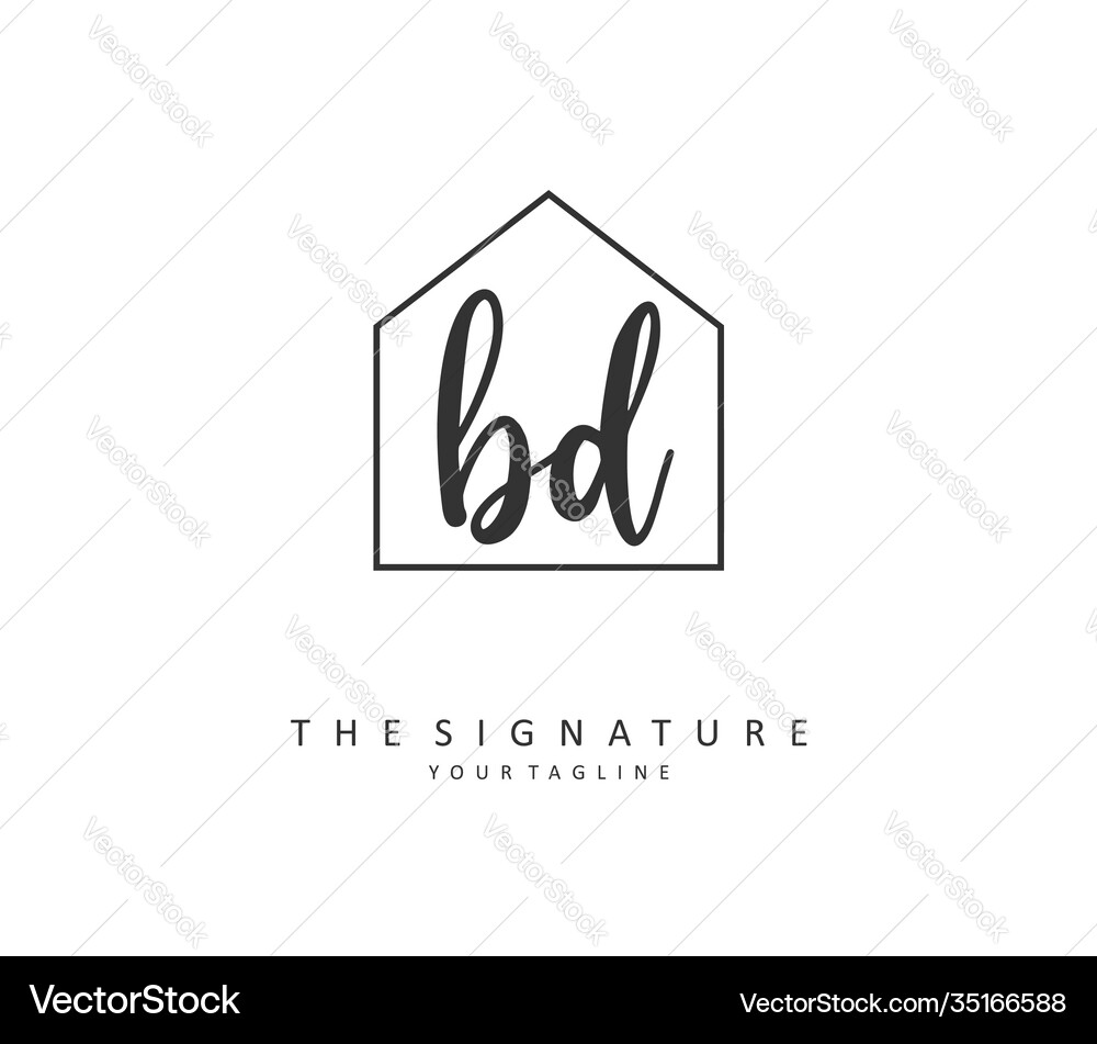 Bd initial letter handwriting and signature logo Vector Image