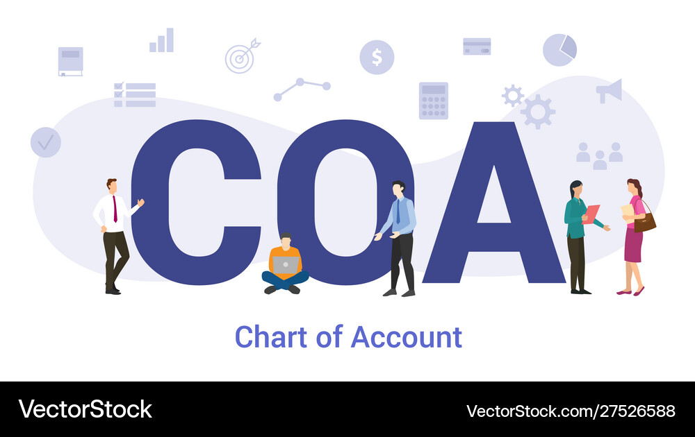 Coa chart account concept with big word or Vector Image
