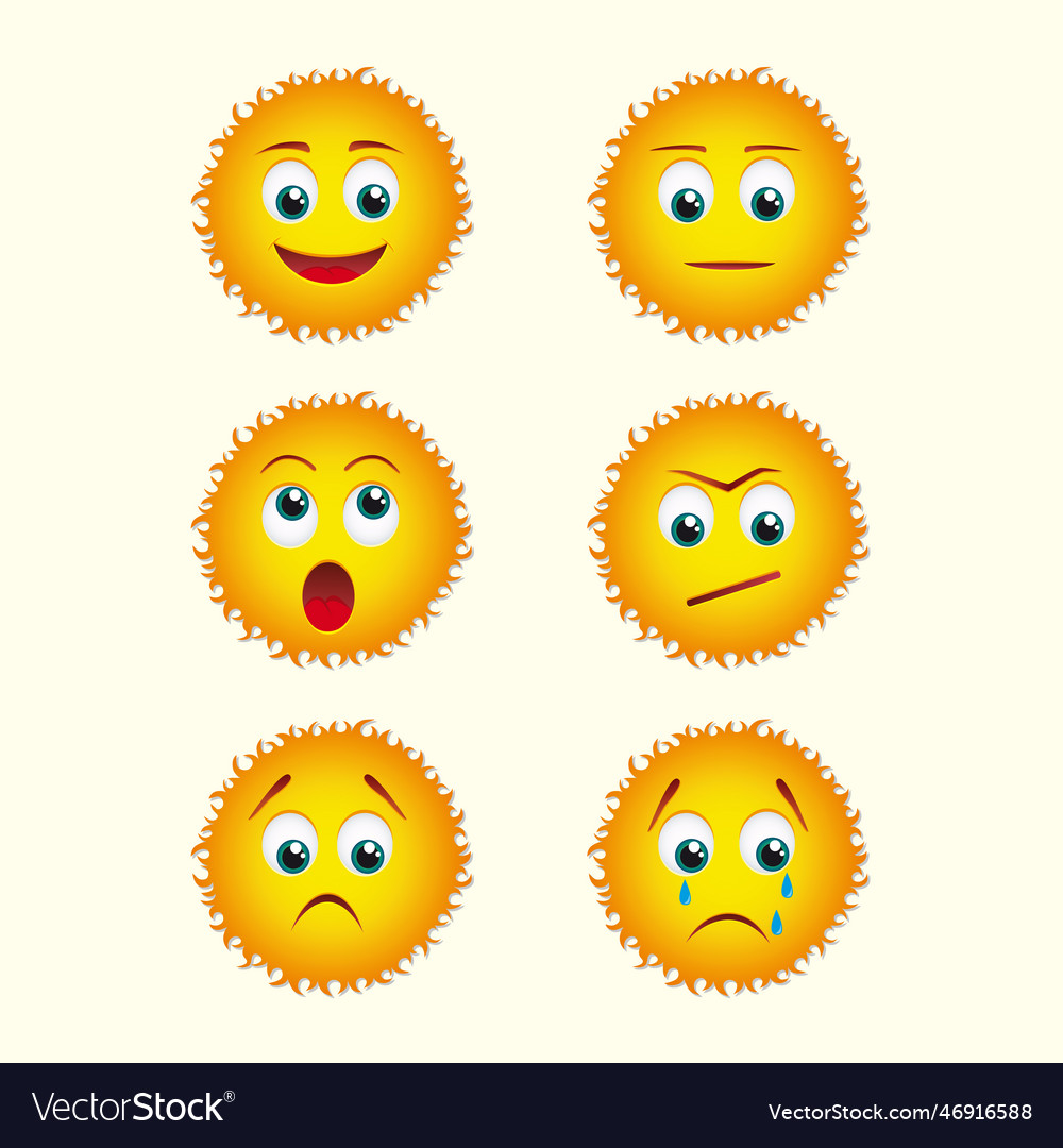 Different emotions on the face of the sun Vector Image