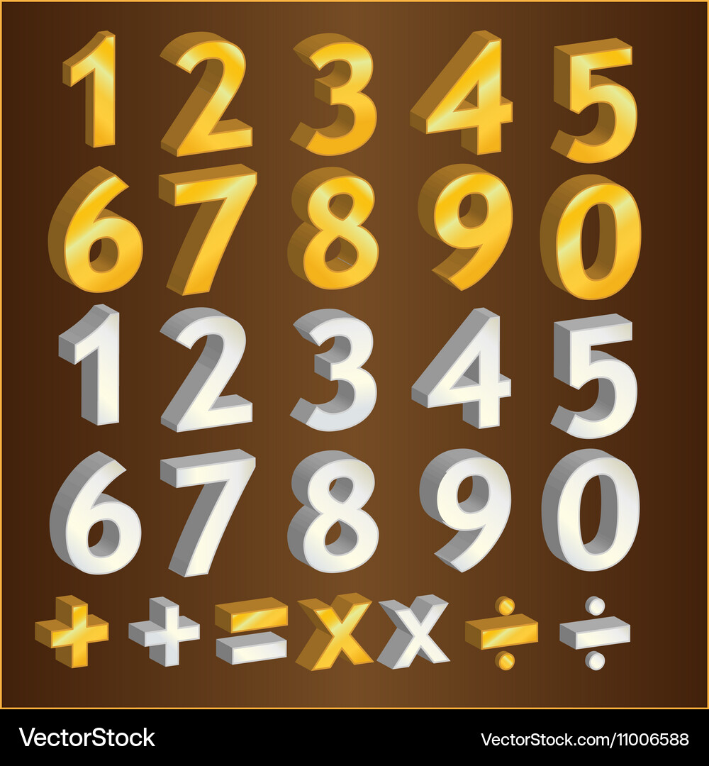 Gold number and silver number design Royalty Free Vector