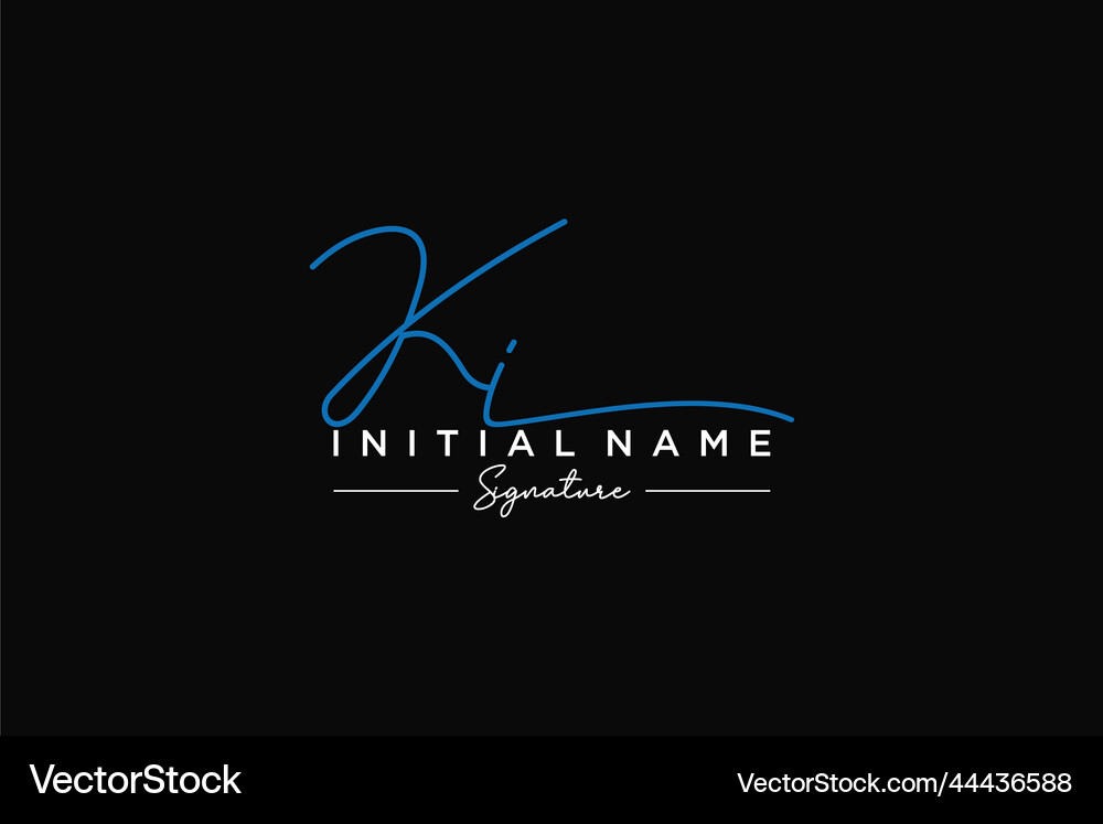 Initial ki signature logo template hand drawn Vector Image
