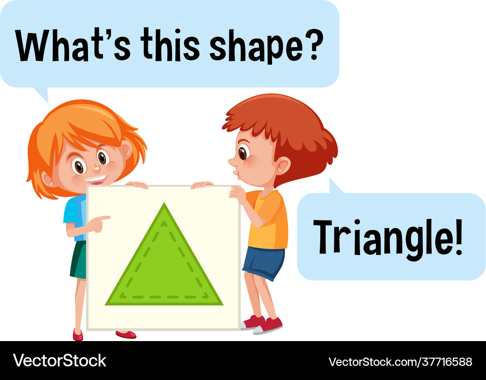 Kids holding triangle shape banner with whats Vector Image