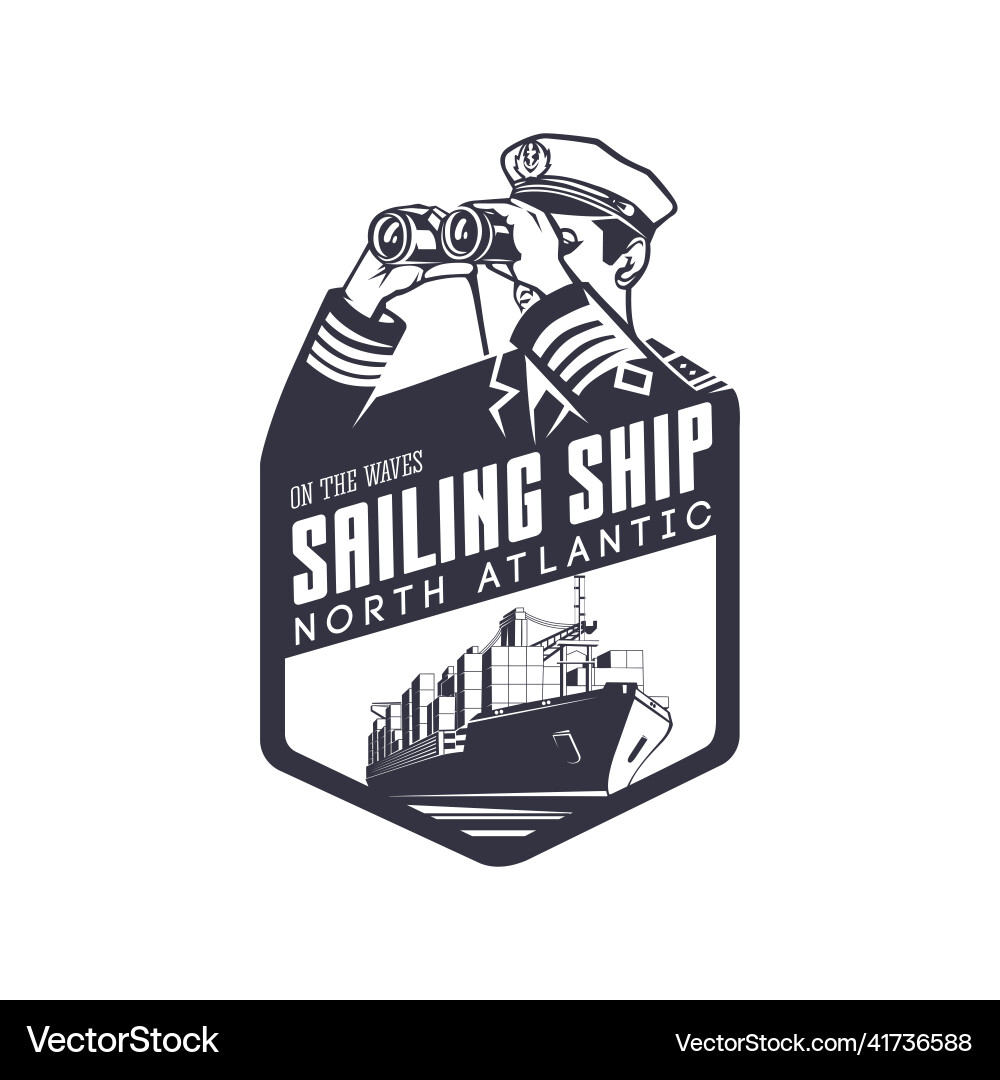 Marine logo sailing ship Royalty Free Vector Image