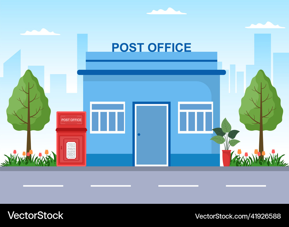 Postman cartoon building wearing a uniform Vector Image